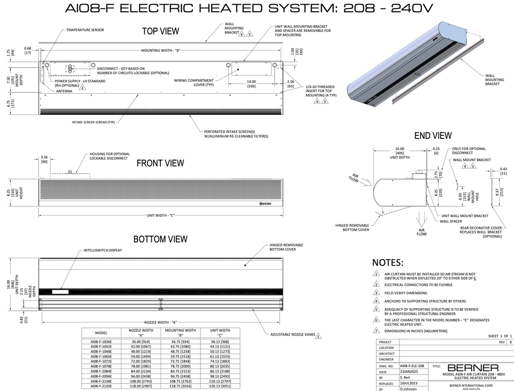 AI08-F-1036EB - 36", Electric Heated, 208V, Single Phase, Aluminum, Be