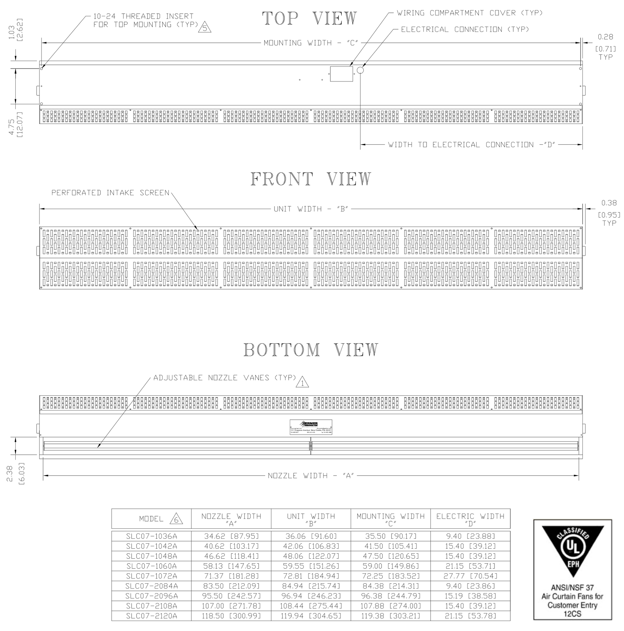 SLC07-1036AA-S01 - 36" White, Ambient Air, 120V, Single Phase - Berner
